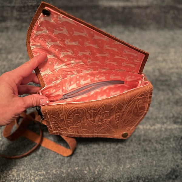 Waxed Canvas Crossbody Bag, Fox Print, Waxed Canvas, Woodland Animals ...