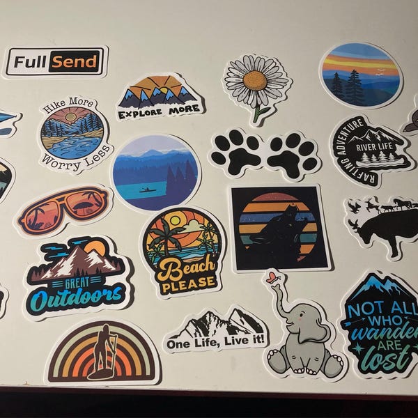 Outdoor Adventure Stickers for Water Bottles, Camping Hiking Sticker ...