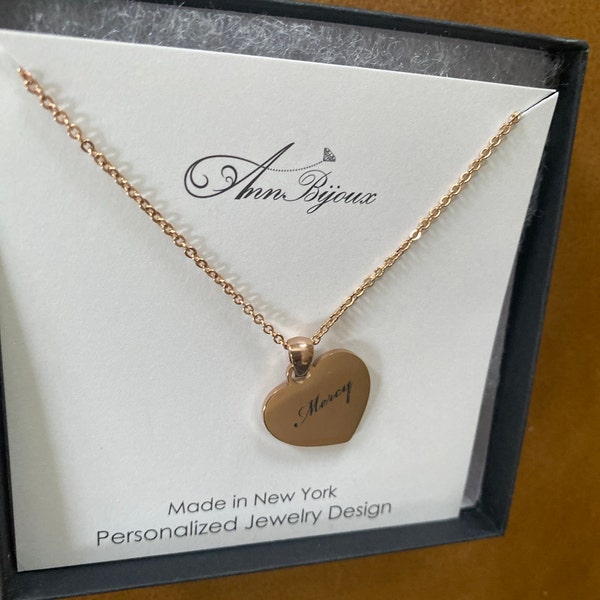 Custom Engraved Heart Necklace: Dainty Stainless Steel Jewelry Gift - Etsy