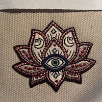Lotus Evil Eye Patch Iron on Embroidered Patches Mystical Bohemian Festival Free Spirit Blush ...