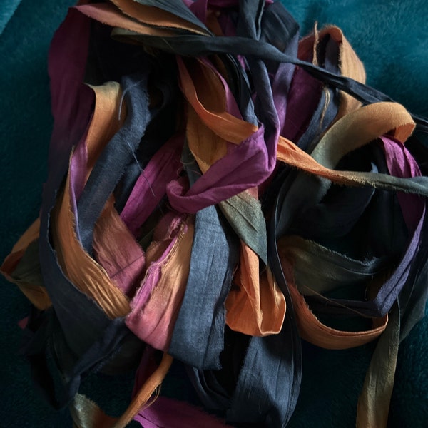 10YD. CORDUROY Sari Silk Ribbon//hand Dyed Ombre //journal Sari Silk ...