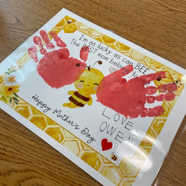 Mothers Day Personalized Card, Printable Gift, Handprint Art Keepsake ...