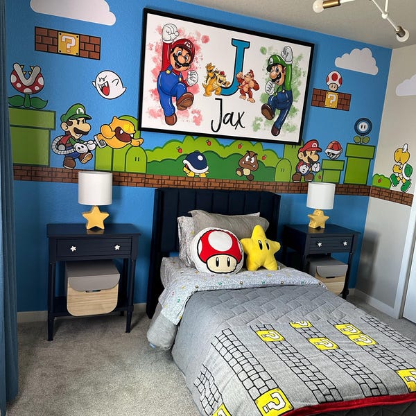 Super Mario Wall Decal Nintendo Wall Mural for Children Room Kids Room ...