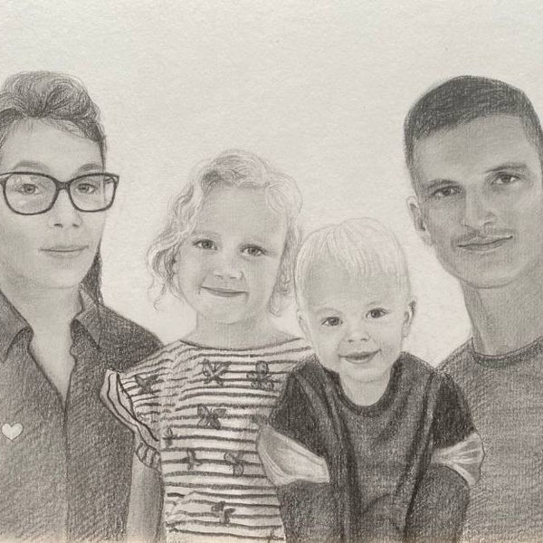 Pencil Portrait From Photo. Custom Gift. Pencil Drawing. Family ...