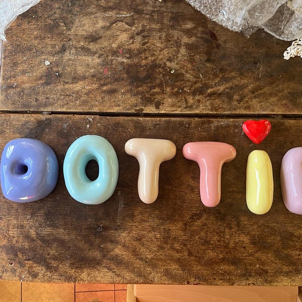 Ceramic Bubble Letters-personalized Ceramic Letter: Colorful Handmade ...