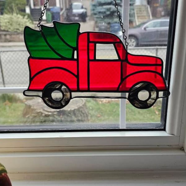 Vintage Red Truck Stained Glass Pattern Pack - Etsy