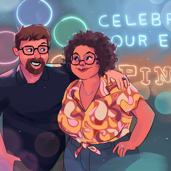 Custom Illustrated Portrait, Custom Couples Illustration, Commission ...