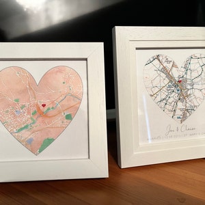 Silk Love Story Watercolour Map Art, Any 2 or 3 Locations, 4th 12th ...