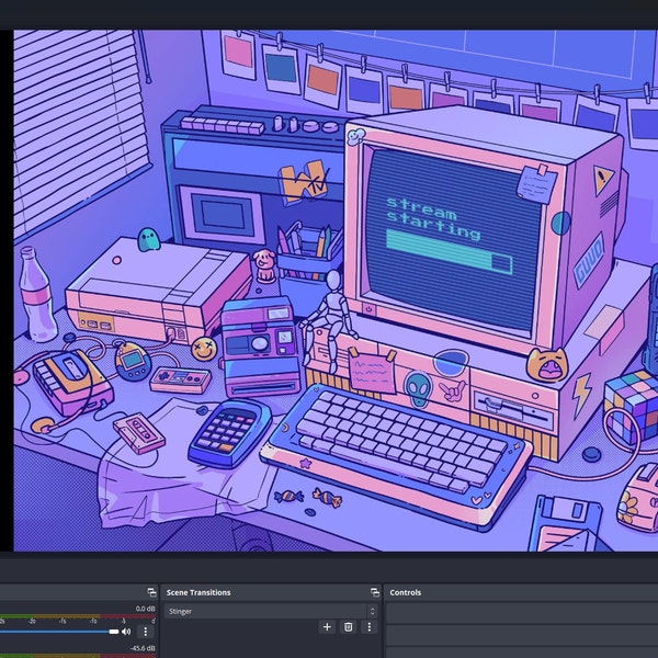 Retro Computer Stream Overlay Package: Animated Twitch Screens (digital ...