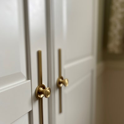 Solid Brass Material Ring Pulls Gold Brass Dresser Knobs Drawer Pull Handles Knob Drop Kitchen ...