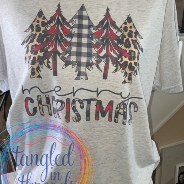 Buffalo Plaid and Cheetah Merry Christmas Trees Digital Download ...