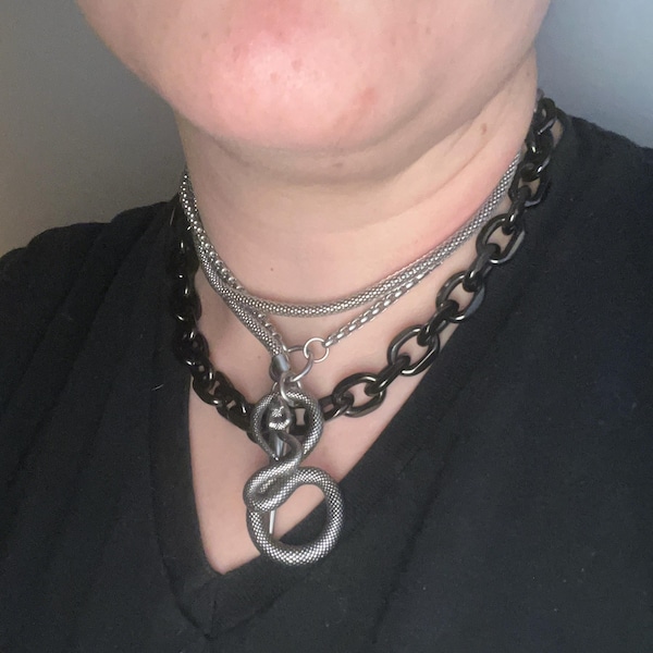 Gold Layered Multi Strand Chunky Chain Gothic Choker Collar Necklace ...