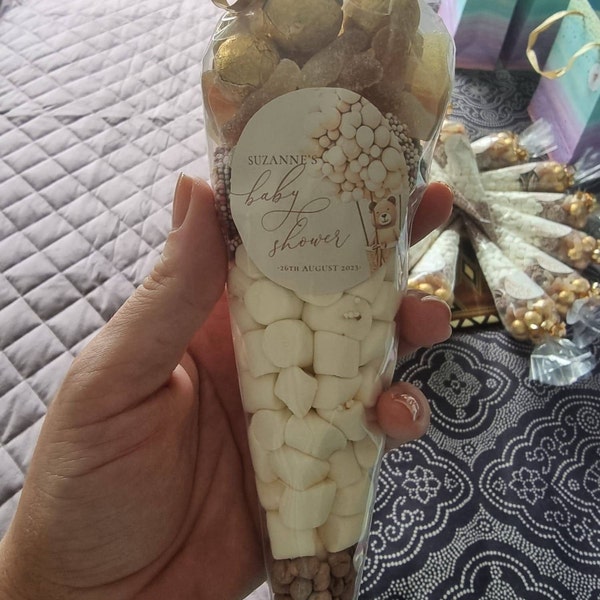 Bearly Wait Themed Baby Shower Candy Cones in Neutral Colours - Etsy
