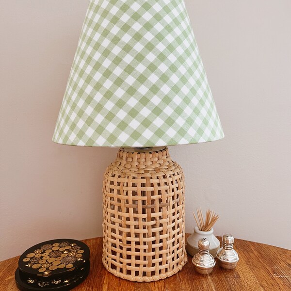 Green Gingham Check Lamp Shade. Checkered. Green and White. Shade is 9. ...