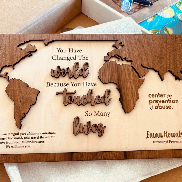 Personalized Retirement Gift: World Map Farewell Plaque - Etsy