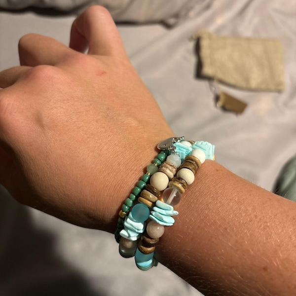 2pcs Coastal Boho Beach Bracelets, Seashell Bracelets, Beachy Gifts for ...