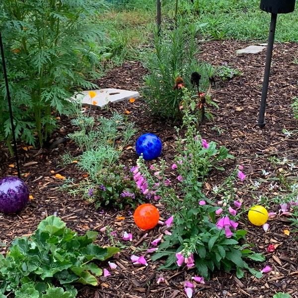 Pond Float Garden Gazing Ball Centerpiece. Orange. Blown Glass ...