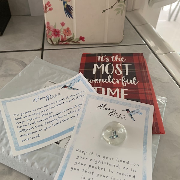 Hummingbird Always Near Glass Gem - Pocket Token, Angelversary ...