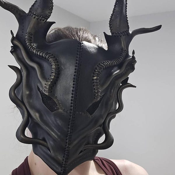 Handcrafted Leather Dragon Mask, Dragon Cosplay, Japanese Dragon ...