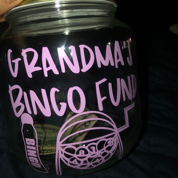Bingo Fund Decal, Gift for Grandma, Bingo Gifts, Mason Jar Savings ...