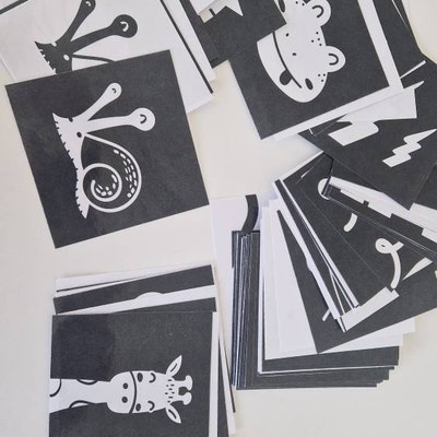 120 High Contrast Baby Cards Bundle Printable Montessori Black and ...