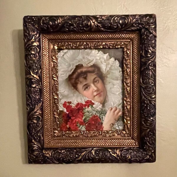 Victorian Christian Child Art in Rustic Walnut Frame - Etsy
