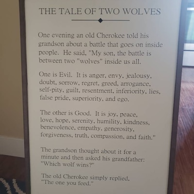 The Tale of Two Wolves / Book Page Sign / Book Page Wooden Sign ...
