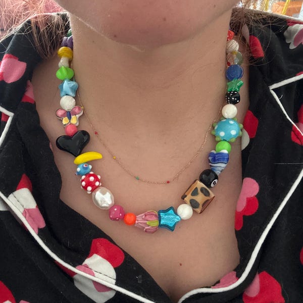 Hand Made Colorful Disc Natural Stones Necklace, Disco Rainbow Colors ...