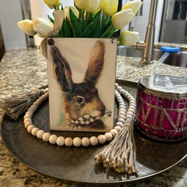 Primitive Spring Decor,primitive Rabbit Sign,primitive Peg Hanger ...