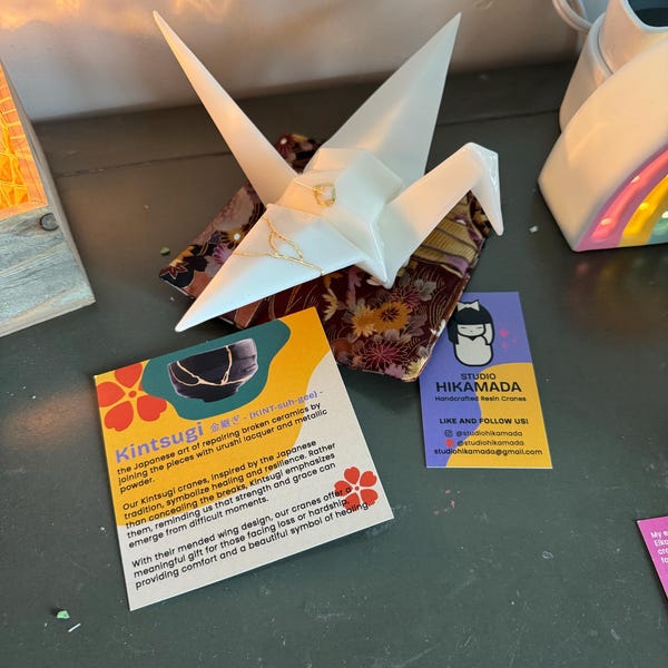 Japanese Origami Crane | Handmade Resin Origami Statue | Blossom - Etsy