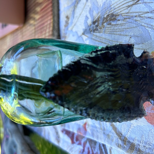 Large Knapped Glass Bowie Knife With Deer Antler Handle Flint Knapping ...