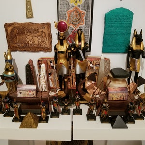 Vintage Ancient Egyptian Gods & Goddesses Mini Statues Set of 12 Altar ...