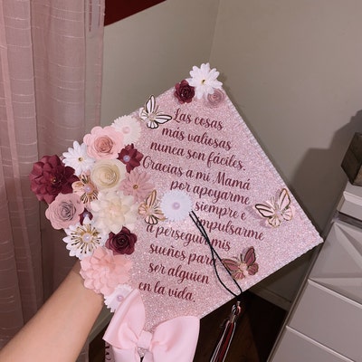 Graduation Cap Toppers/ Flower Graduation Cap/ Glitter Graduation Cap ...