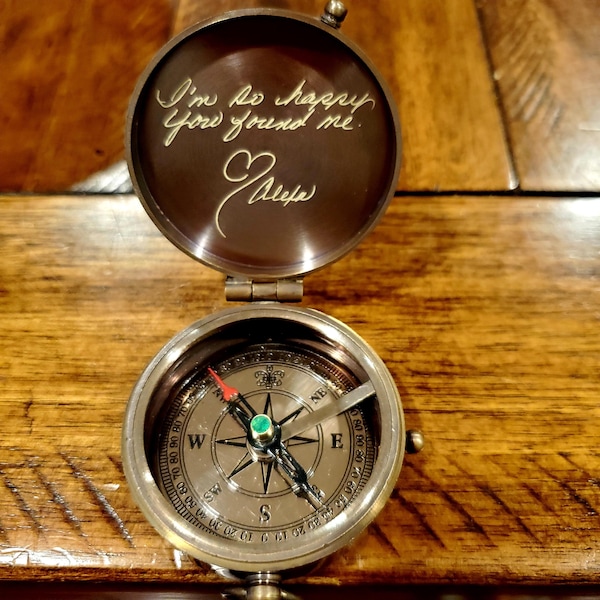 Personalized Brass Compass Birthday Gift for Husband, Wedding Gift ...