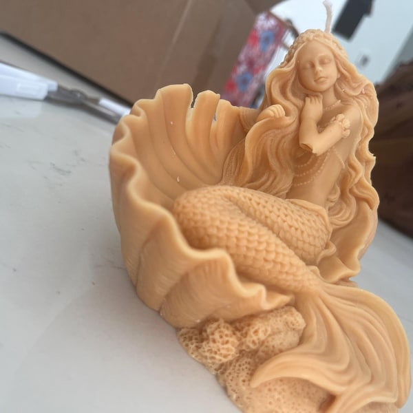 Mermaid Shell Candle – Handmade Soy Candle With Sleeping Mermaid in ...
