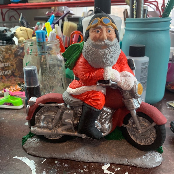 Ceramic Bisque Motorcycle Santa Claus Nowell Ready to Paint - Etsy