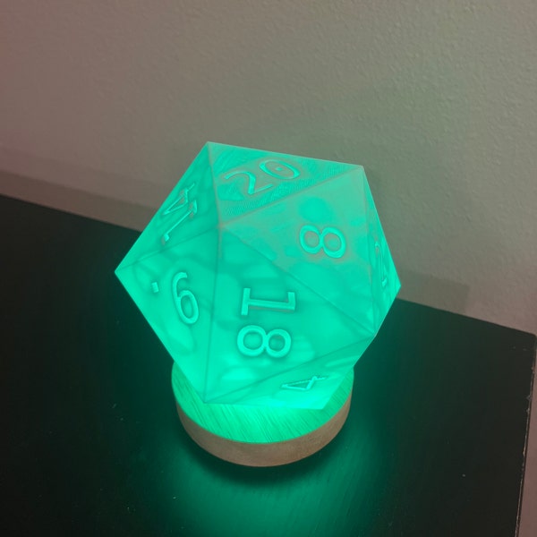 D20 Dice Lamp: 3D Printed Dungeons and Dragons Accent Light - Etsy