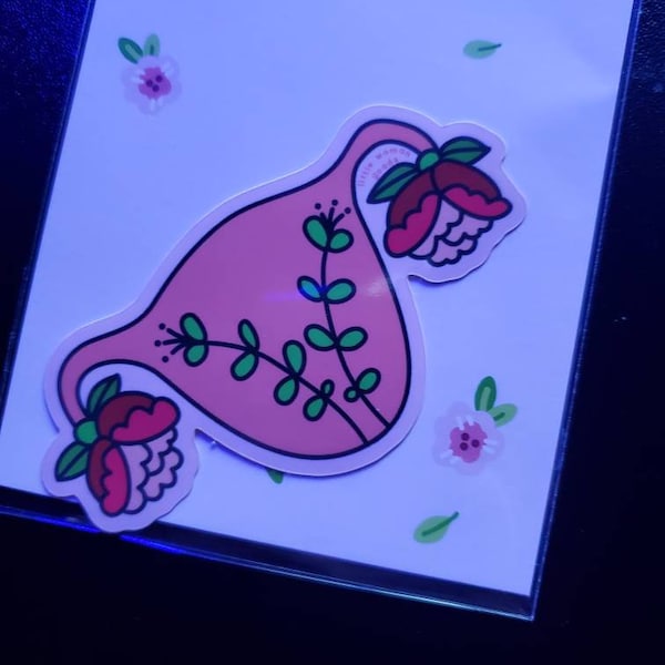 Feminist Uterus Sticker Blooming Uterus- Illustrated Women's Rights ...
