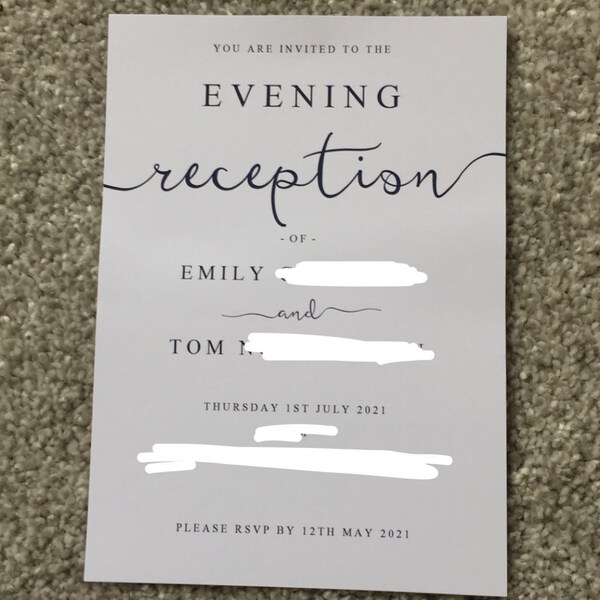 Print at Home Evening Reception Wedding Invitation Template, DIY ...