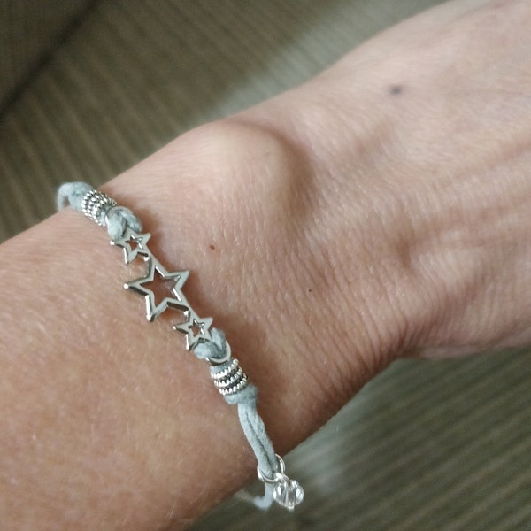 Star Bracelet, Linked Star Charm Bracelet for Women, Adjustable Cord ...