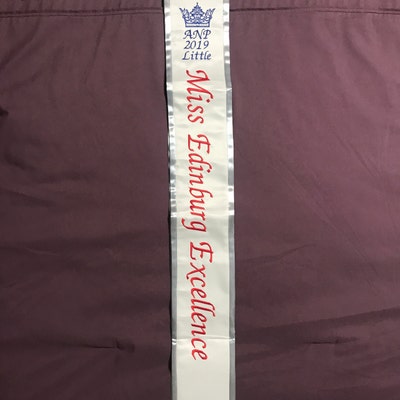 Custom Embroidered Sash/ Monotype Corsiva Font - Etsy