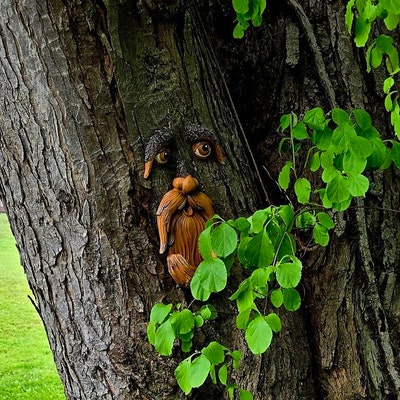 Tree Faces Tree Hugger Yard Art Garden Decoration unique Glow in the ...