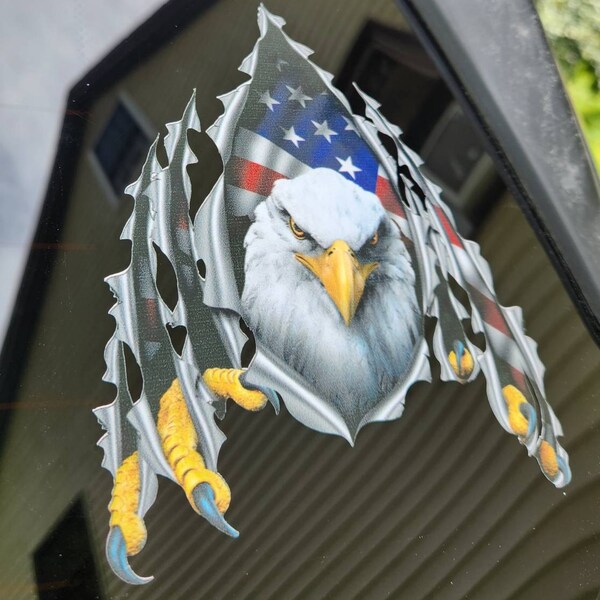 American Flag Flying Eagle Tear Rip Hood Wrap Wraps Sticker Vinyl Decal ...