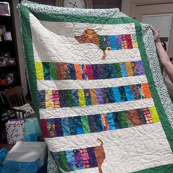 Elizabeth Hartman Dogs in Sweaters Weenie Dog Quilt and Pillow Pattern ...