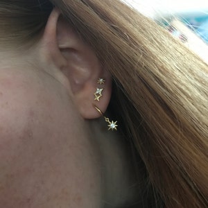 Star Hoop Gold Star Huggie Hoop Silver Star Hoop Star Dangle Earrings ...