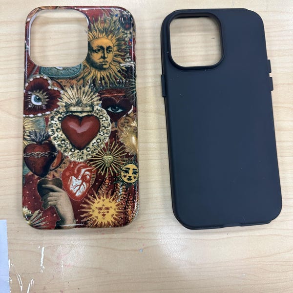 Sacred Heart Collage Phone Case, Red Gold Phone Cover, Charm Print ...