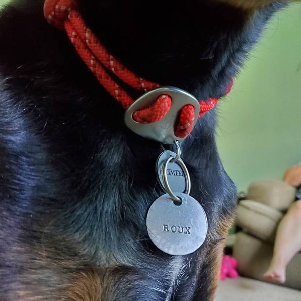 Custom Hand Stamped Dog Tags - Silver Handmade Engraved Typewriter Font ...