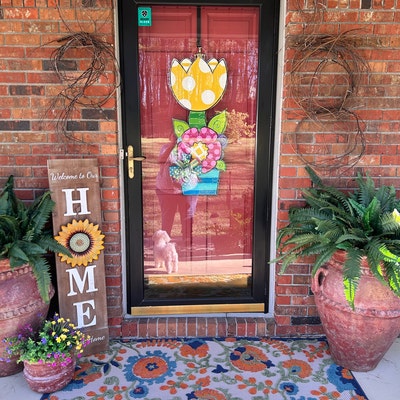Extra Large Spring Summer Tulip Flower Door Hanger DIY Door Hanger ...