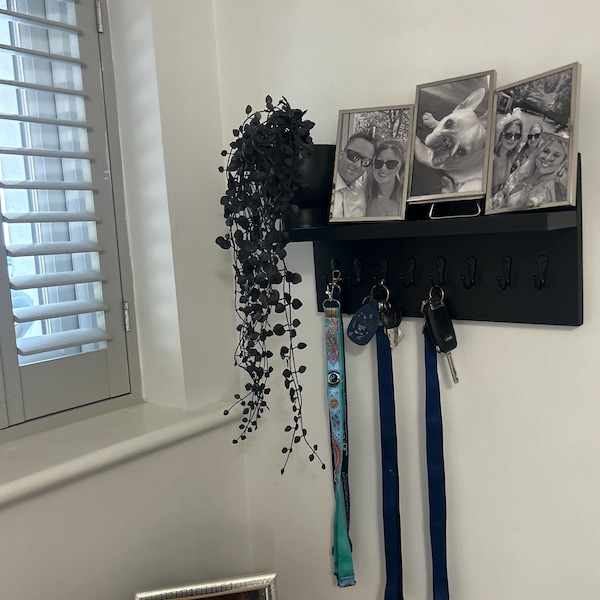 Black Key Hook With Shelf, Key Holder, Handmade Gift, Custom Made, Key ...