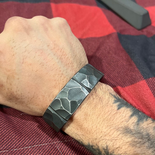 Stainless Cuff Bracelet.hand Forged Bracelet.men's Steel Cuff Bracelet ...